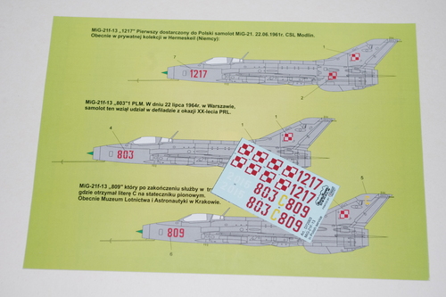 DISCONTINUED Model Maker Decals D72003 MiG-21f-13 in Polish service