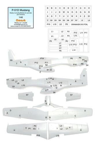 Omask 14005 North American P-51 D Mustang - Mask for Panels (for Eduard kits)