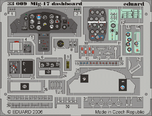 Eduard 33009 MiG-17 dashboard 1/32 TRUMPETER