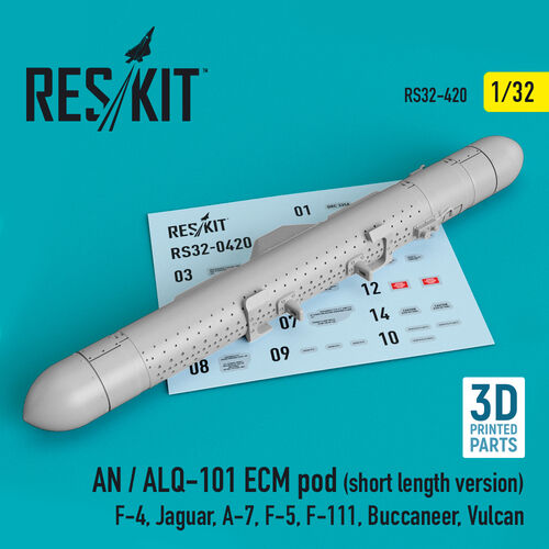 DISCONTINUED RES/KIT 32-0420 AN / ALQ-101 ECM Pod (Short Length Version) (F-4, Jaguar, A-7, F-5, F-111, Buccaneer, Vulcan) (3D Printing)