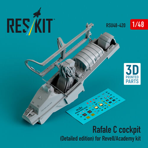 RES/KIT U48-0420 Rafale C Cockpit (Detailed Edition) For Revell/Academy Kit (3D Printed)