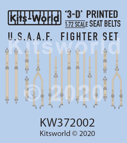 Kits World 3D172002 USAAF WWII Fighter Seat Belt Full Colour 3D Set (P-51, P-47, P-40, P-38 and F4F)