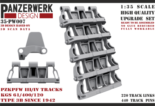 Panzerwerk Design 35-PW007 PzKpfw III/IV Tracks KGS 61/400/120 Type 3B, Since 1942