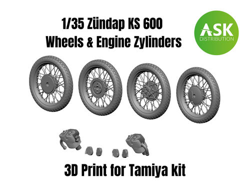Art Scale Kit A35008 Zündap KS 600 Wheels And Engine Zylinders (For Tamiya Kit)