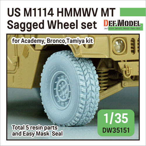DEF Model DW35151 US M1025/M1114 HMMWV MT Sagged Wheel set (for Tamiya, Academy, Bronco kit)