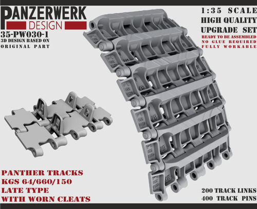 Panzerwerk Design 35-PW030-1 Panther Tracks KGS 64/660/150 Late Type With Worn Cleats