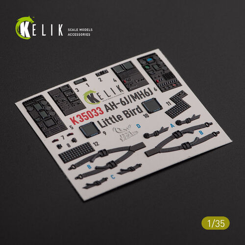 KELIK K35033 AH-6J / MH6J Little Bird - Interior 3D Decals For Academy Kit