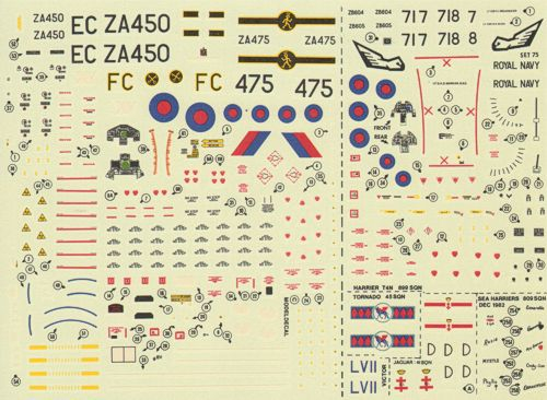 Modeldecal 075 RAF Tornado GR.1 / Jaguar GR.1 / Sea Harrier FRS.1 and Harrier T.4N Decals