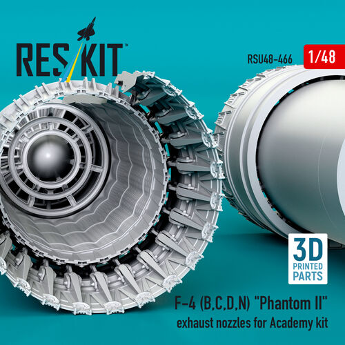 RES/KIT U48-0466 F-4 (B, C, D, N) 'Phantom II' Exhaust Nozzles For Academy Kit (3D Printed)