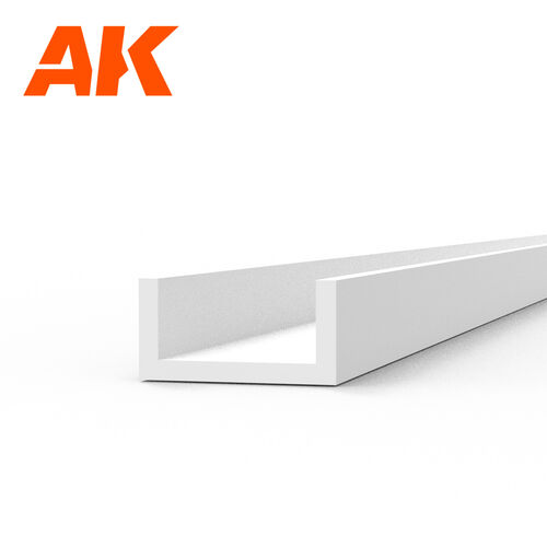 AK-Interactive 6555 U Channel 3.0 width x 350mm - STYRENE U CHANNEL – (1 UNITS)