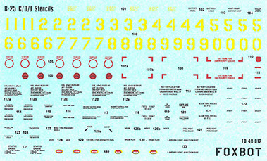 FOXBOT 48-012 Stencils for North American B-25C/D/J Mitchell