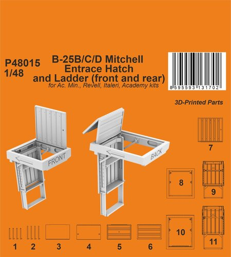 CMK P48015 B-25B/C/D Mitchell Entrace Hatch And Ladder (Front And Rear) (For Accurate Miniatures, Revell, Italeri, Academy)