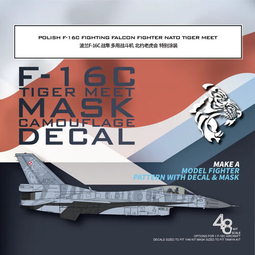 Galaxy-Model D48033 Polish F-16 C Fighting Falcon Fighter - NATO Tiger Meet Camouflage Die-cut Flexible Mask Decals (for Tamiya 61101 Kit