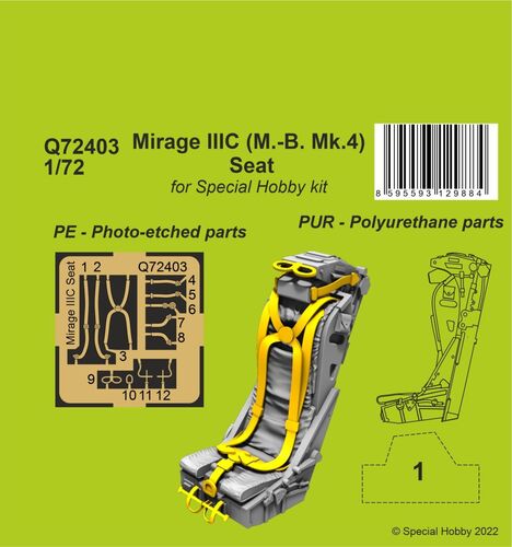 CMK Q72403 Mirage IIIC (M.-B. Mk.4) Seat (for Special Hobby kit)