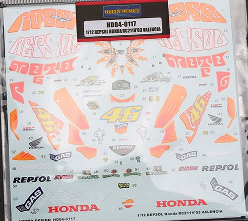 Hobby design HD04-0117 Honda RC211V - 2003 Valencia Decals