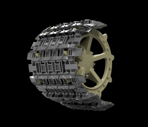 PanzerArt TR35-019 Entwicklungfahrzeug E-100 tracks + correct Drive wheels