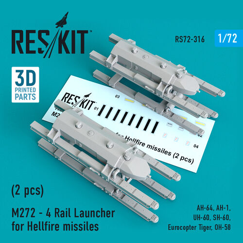 DISCONTINUED RES/KIT 72-0316 M272 - 4 Rail Launcher for Hellfire missiles (2 pcs) (AH-64, AH-1, UH-60, SH-60, Eurocopter Tiger, OH-58)