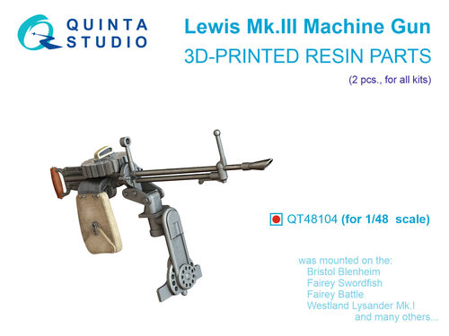 Quinta Studio QT48104 Lewis Mk.III Machine Gun - 2 pcs (3D-Printed / for All Kits)