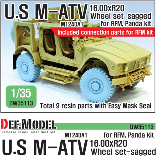 DEF Model DW35113 US M1240A1 M-atv Sagged wheel set ( for RFM 1/35)