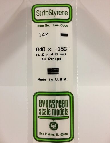 Evergreen 00147 Polystyrene Strip 1,00 x 4,00 mm (35 cm) (1 pcs)