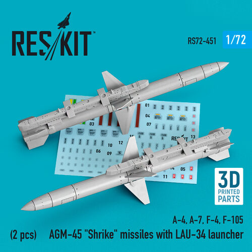 RES/KIT 72-0451 AGM-45 'Shrike' Missiles With LAU-34 Launcher (2 pcs) (A-4, A-7, F-4, F-105)