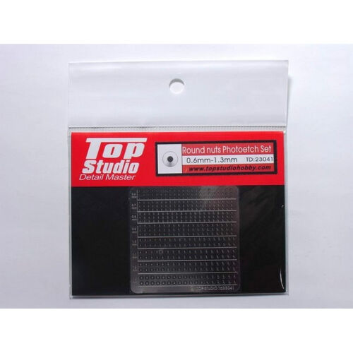 Top Studio TD23041 Round Nuts - Photoetch Set (0.6 mm - 1.3 mm)