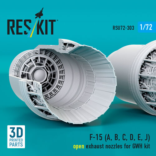 RES/KIT U72-0303 F-15 (A, B, C, D, E, J) Open Exhaust Nozzles For GWH Kit (3D Printed)