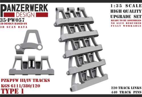 Panzerwerk Design 35-PW057 PzKpfw III/IV Tracks KGS 6110/380/120 Type 1