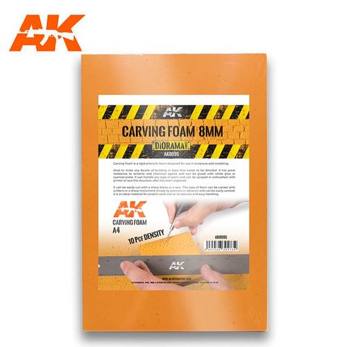 AK-Interactive 8095 Carving Foam 8mm A4 Size (305 x 228 mm)