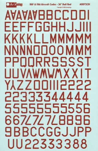 Aviaeology AOD72C01 RAF and FAA Codes Letters: 36' Dull Red