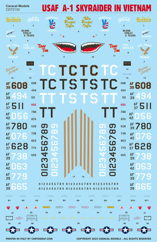 Caracal Models 72130 Douglas A-1 H/J Skyraider in Vietnam Decals