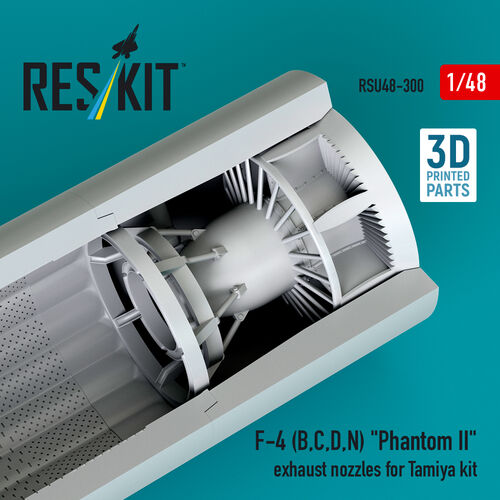 RES/KIT U48-0300 F-4 (B, C, D, N) 'Phantom II' Exhaust Nozzles For Tamiya Kit (3D Printed)