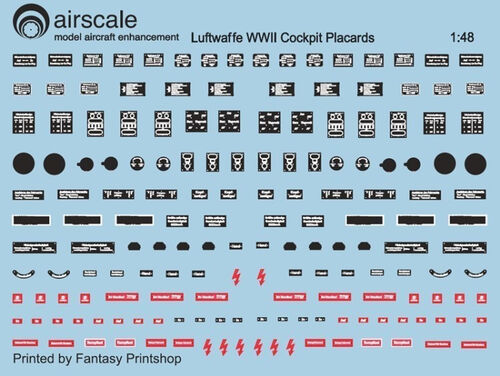 Airscale AS48SCH German WWII Luftwaffe Cockpit Placards