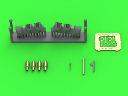 Master AM-48-181 Curtiss P-40 L, N early - 4 x Browning .50 blast tubes with adapter & gunsight & Pitot Tube (for Eduard)