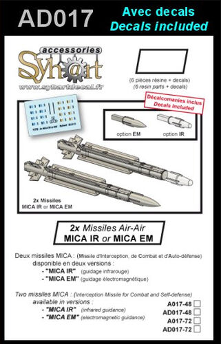 Syhart Decal AD017-72 2x MICA (EM Or IR) (Decals Included)