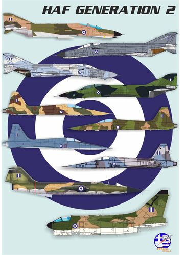 Procal Decals 72-2302 Hellenic Air Force A-7 / F-4 / F-104 / F-5 - basic stencils and insignias with most versions