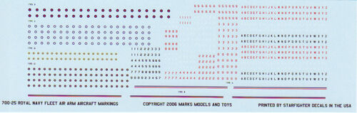 Starfighter Decals 700025 Royal Navy FAA Markings (1940-1944)