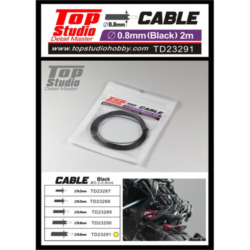 Top Studio TD23291 Cable 0.8 mm (Black / 2 m)