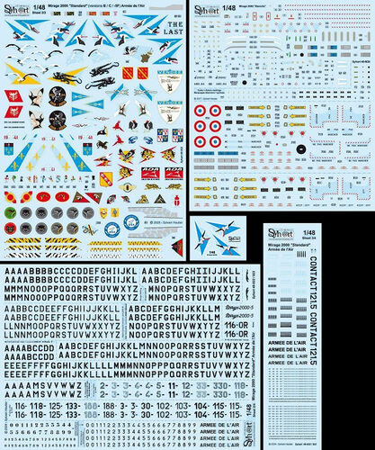 Syhart Decal 48-922 Mirage 2000 'Standard' (Blue Mirage: B/C/-5F) Armée De l'Air