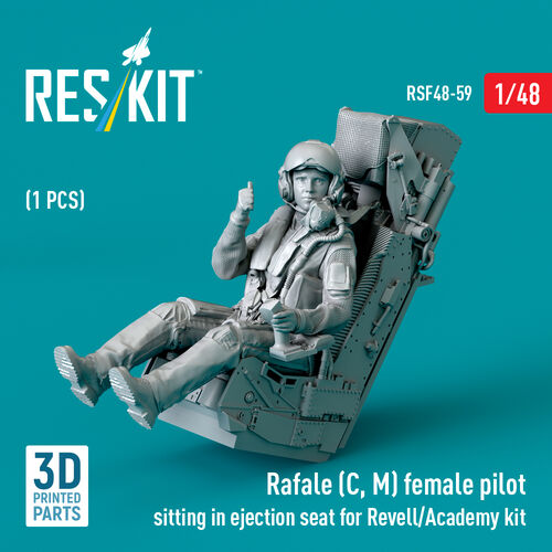 RES/KIT F48-0059 Rafale (C, M) Female Pilot Sitting In Ejection Seat For Revell/Academy Kit (1pc) (3D Printed)
