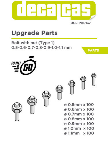 Decalcas PAR137 Bolt With Nut Type 1 - 0.5 / 0.6 / 0.7 / 0.8 / 0.9 / 1.0 and 1.1 mm (700 pcs)