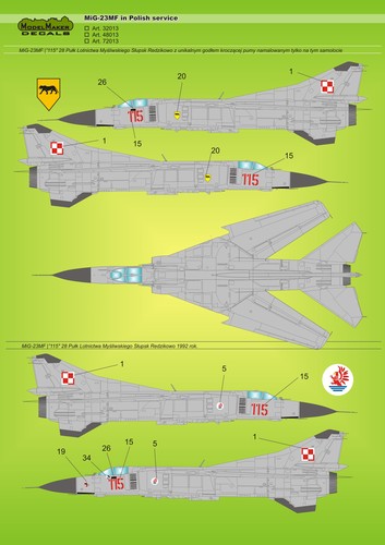 Model Maker Decals D72013 Mig-23MF in Polish Service N