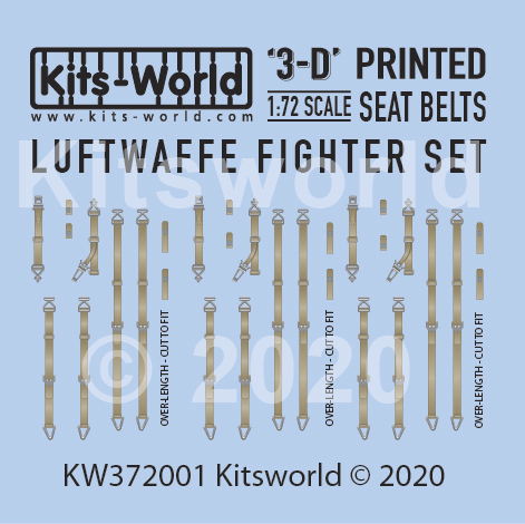 Kits World 3D172001 Full Colour WWII Luftwaffe Fighter Seat Belts - Messerschmitts and Focke Wulf 190 variants