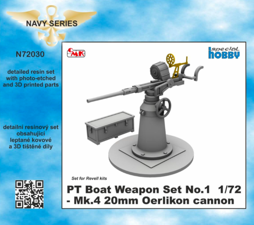 CMK KN72030 PT Boat Weapon Set No.1 - Mk.4 20mm Oerlikon cannon
