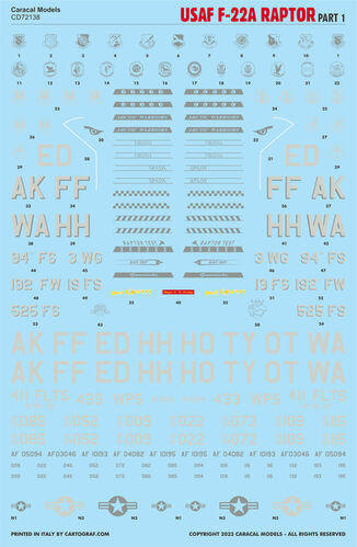 Caracal Models 72138 Lockheed-Martin F-22 A Raptor - Part 1 (14 schemes)