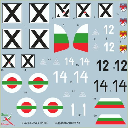 Exotic Decals 72006 Bulgarian Arrows #3 Bf 109 E-3a in Bulgarian service