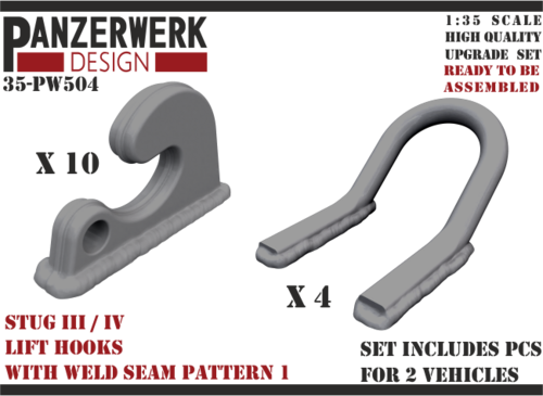 Panzerwerk Design 35-504 StuG III/IV Lift Hooks With Weld Seam Pattern 1