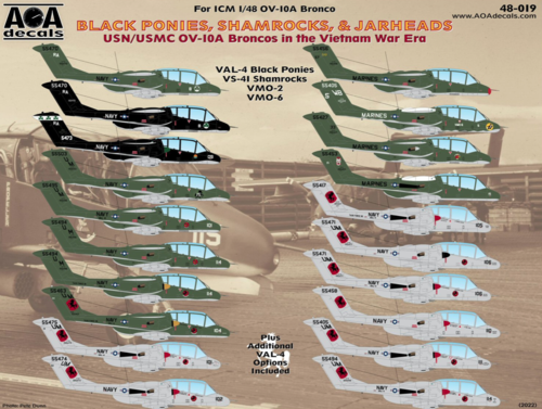 AOA decals 48-019 Black Ponies, Shamrocks, & Jarheads - USN/ USMC OV-10A Broncos in the Vietnam War Era