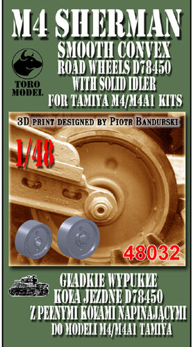 Toro Model 48032 M4 Sherman Smooth Convex Road Wheels D78450 With Solid Idler For M4/M4A1 Kits (Tamiya)