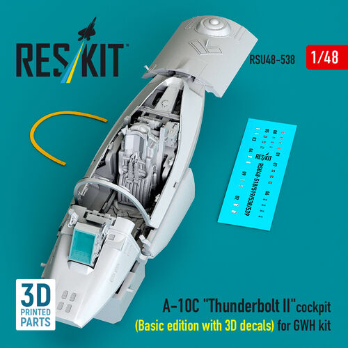 RES/KIT U48-0538 Fairchild A-10 C Thunderbolt II - 3D-Printed Cockpit Basic Edition with 3D Decals (for GWH Kits)